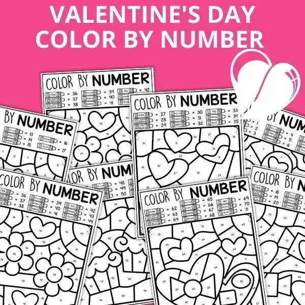 Valentine's Day color by number mockup - Made In A Pinch