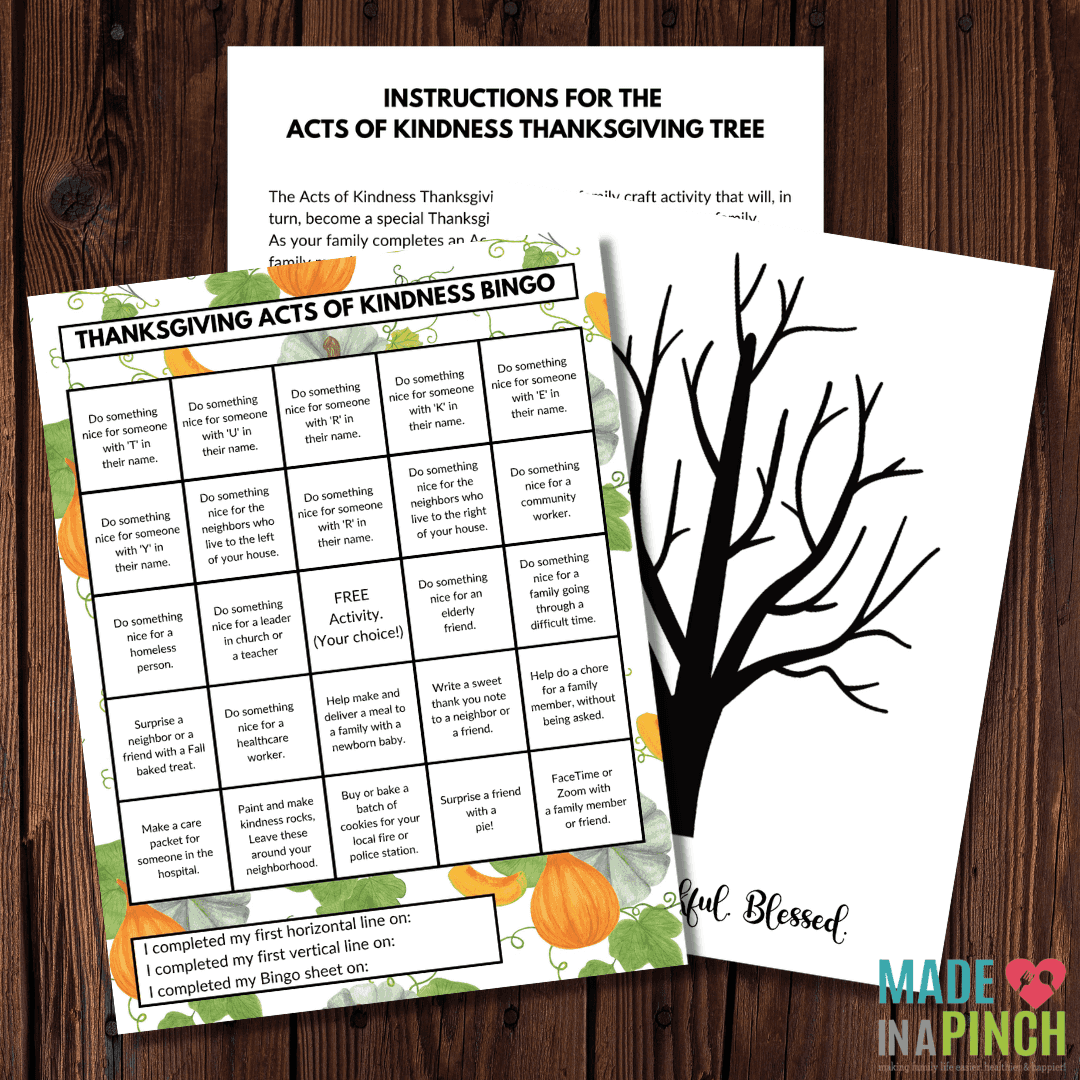 Free Thanksgiving Bingo (Acts of Kindness Bingo) Printable